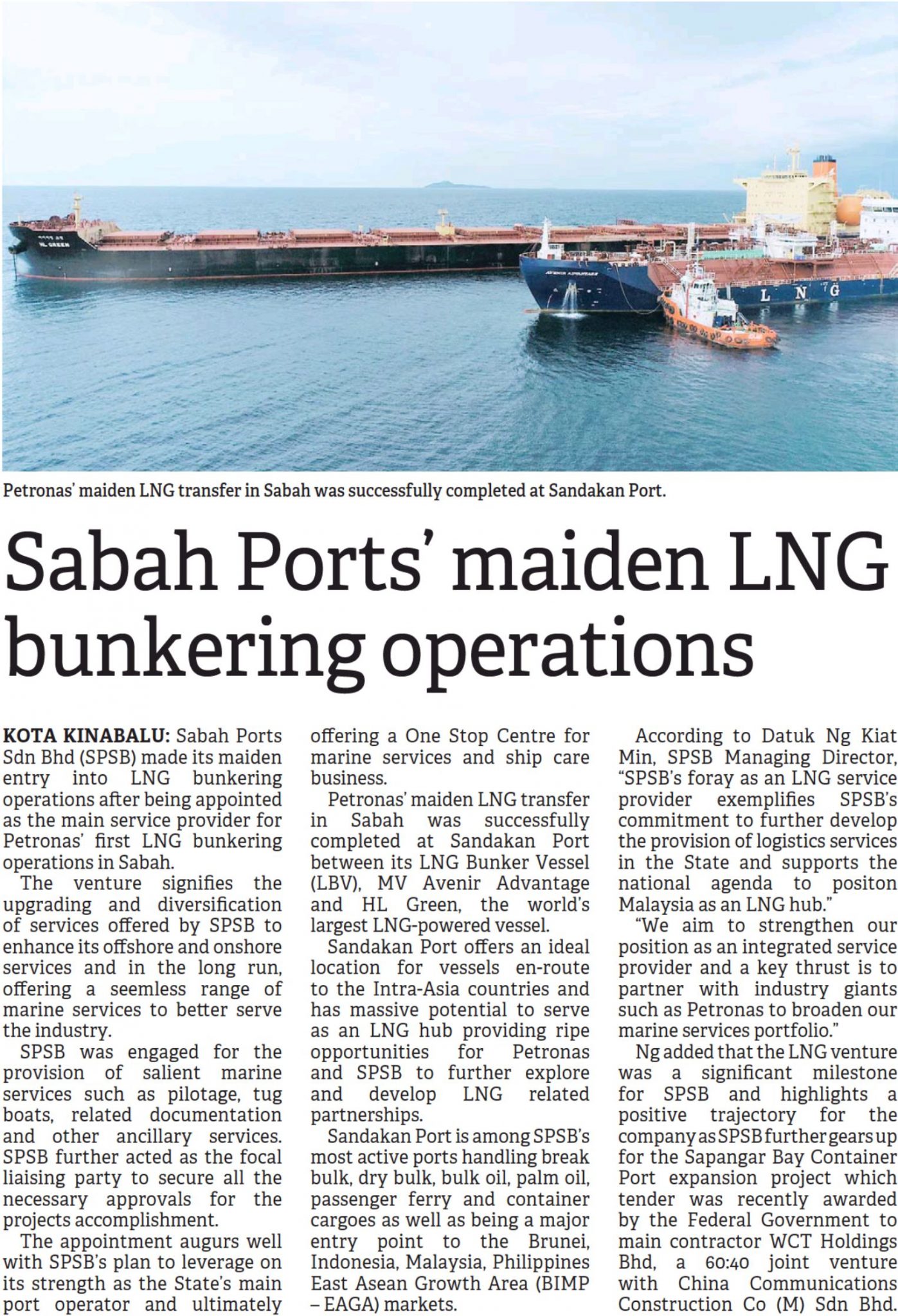 Sabah Ports’ Maiden LNG Bunkering Operations – Sabah Ports Sdn. Bhd.