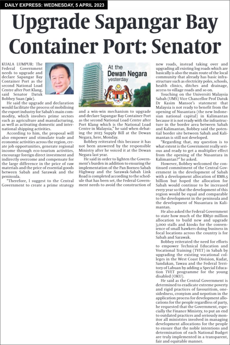 Upgrade Sapangar Bay Container Port: Senator – Sabah Ports Sdn. Bhd.