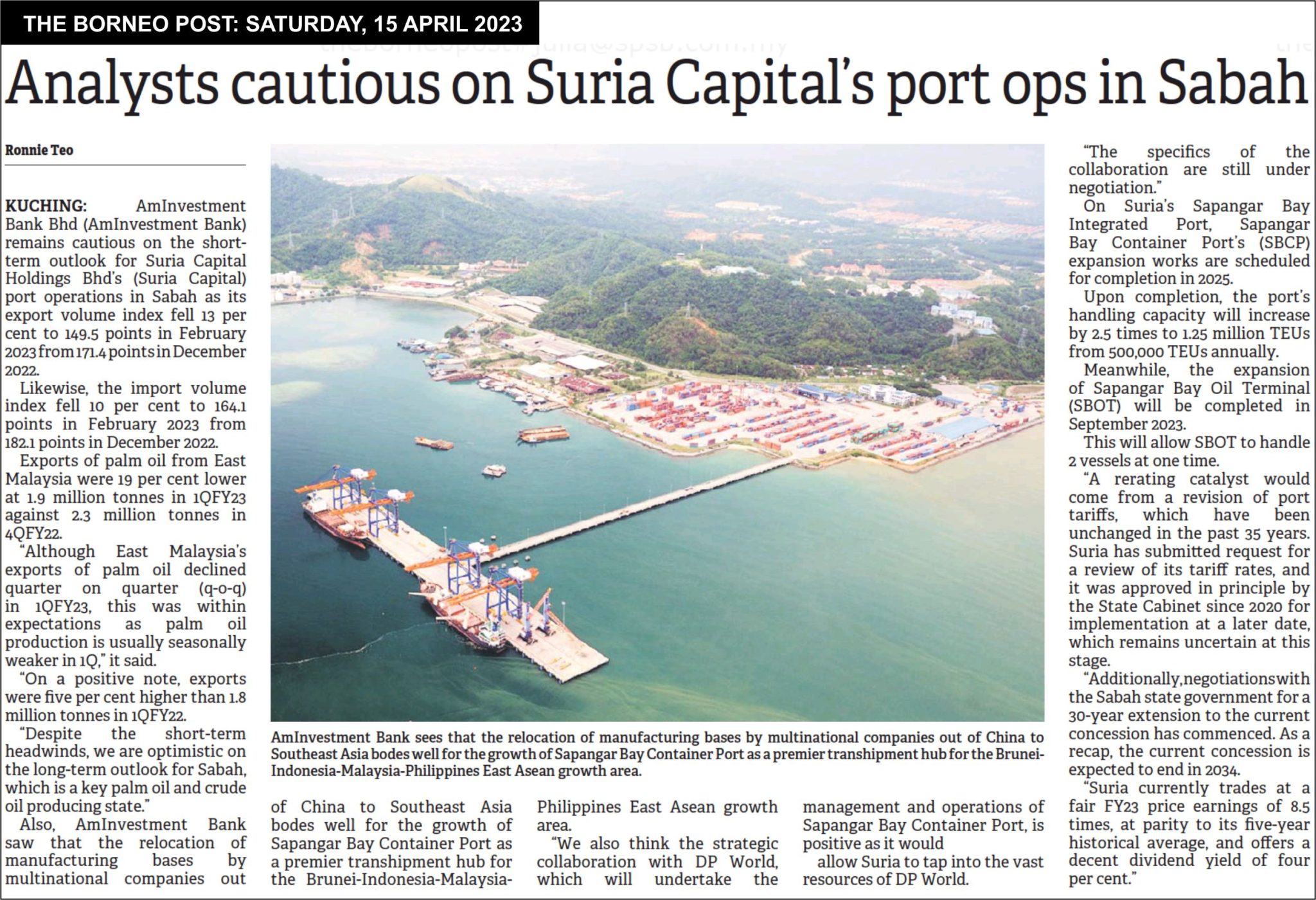 Analysts cautions on Suria Capital’s port ops in Sabah – Sabah Ports ...
