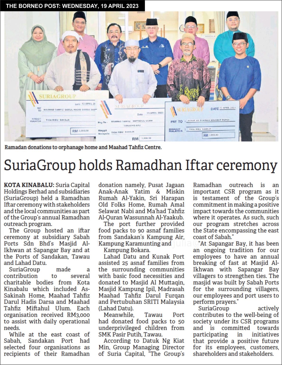 SuriaGroup holds Ramadhan Iftar ceremony – Sabah Ports Sdn. Bhd.