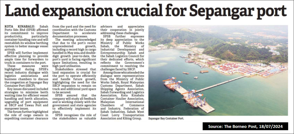 Land Expansion crucial for Sepangar Port – Sabah Ports Sdn. Bhd.