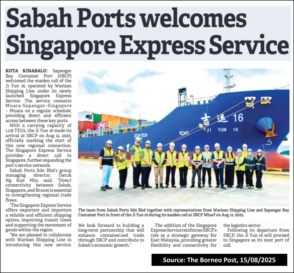 Sabah Ports welcomes Singpore Express Service – Sabah Ports Sdn. Bhd.